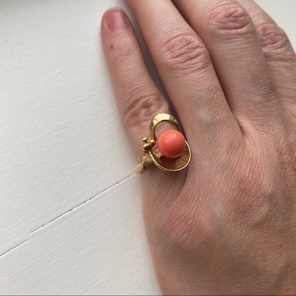 Avon | Jewelry | Vintage Avon Gold Swirl Orange Bead Ring | Poshmark